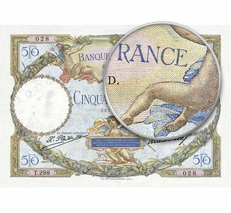 Денежная купюра 50 франков 1927 года Франция сувенирная копия, банкноты и купюры редкие коллекционные