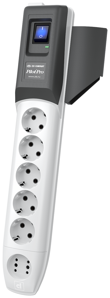 Сетевой фильтр Pilot Pro GP, 6 розеток, с/з, 10А / 2200 Вт 6 3 м 445 мм 70 мм 65 мм светло-серый