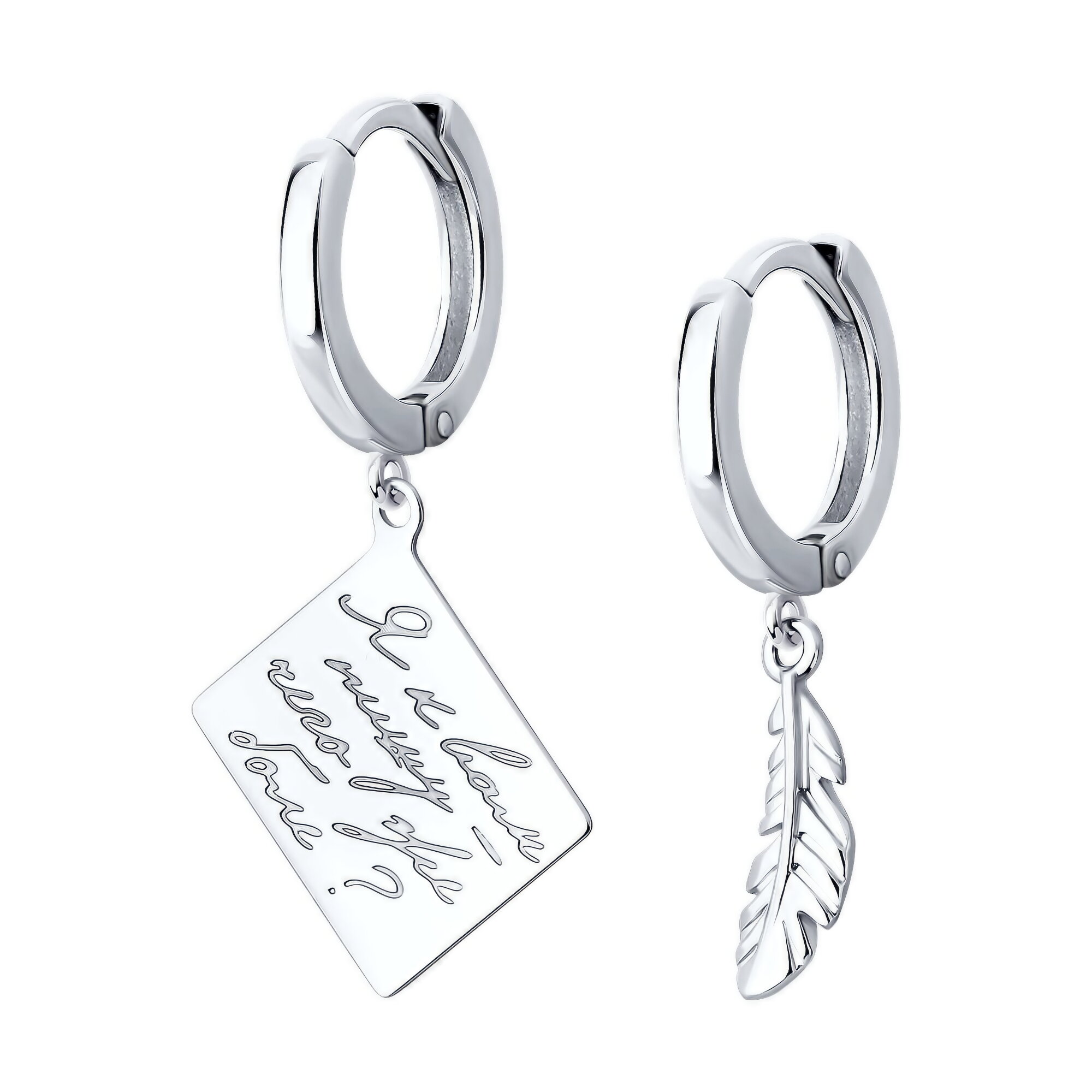 Серьги с подвесками, серебро, 925 проба, родирование