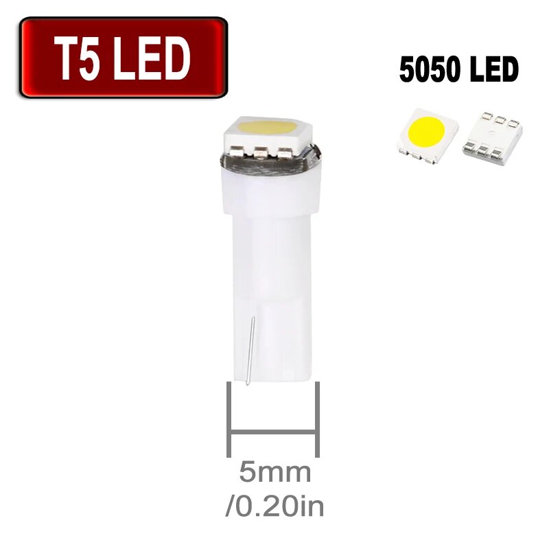 10 шт. T3 T4.2 T4.7 T5 Светодиодная автомобильная лампа Luces LED Para 1 светодиода T5-5050, White