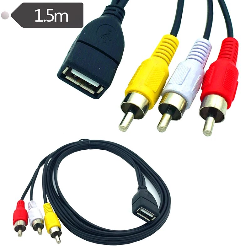 1 шт. USB штекер к 3 RCA Female0.25m 0,5 m Аудио преобразователь видео AV A/V кабель USB на RCA кабель для HD TV провод шнур