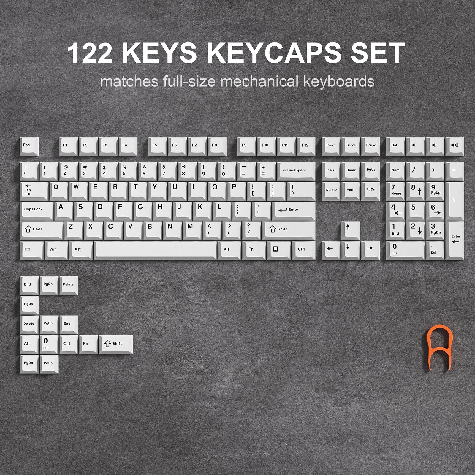 Womier Double Shot PBT Кейкапы Черно-белые 168 клавиш Cherry профиль для геймерских 124-WHITE