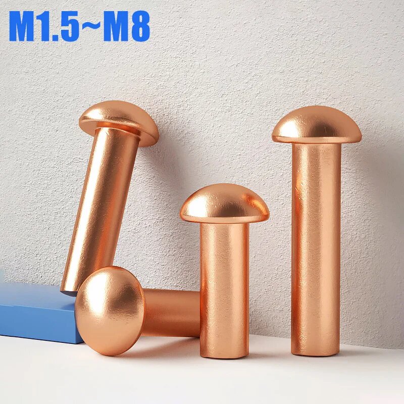Медные заклепки с круглой головкой M1.5 M2 M2.5 M3 M4 M5 M6 M8 M6-3pcs, 8mm