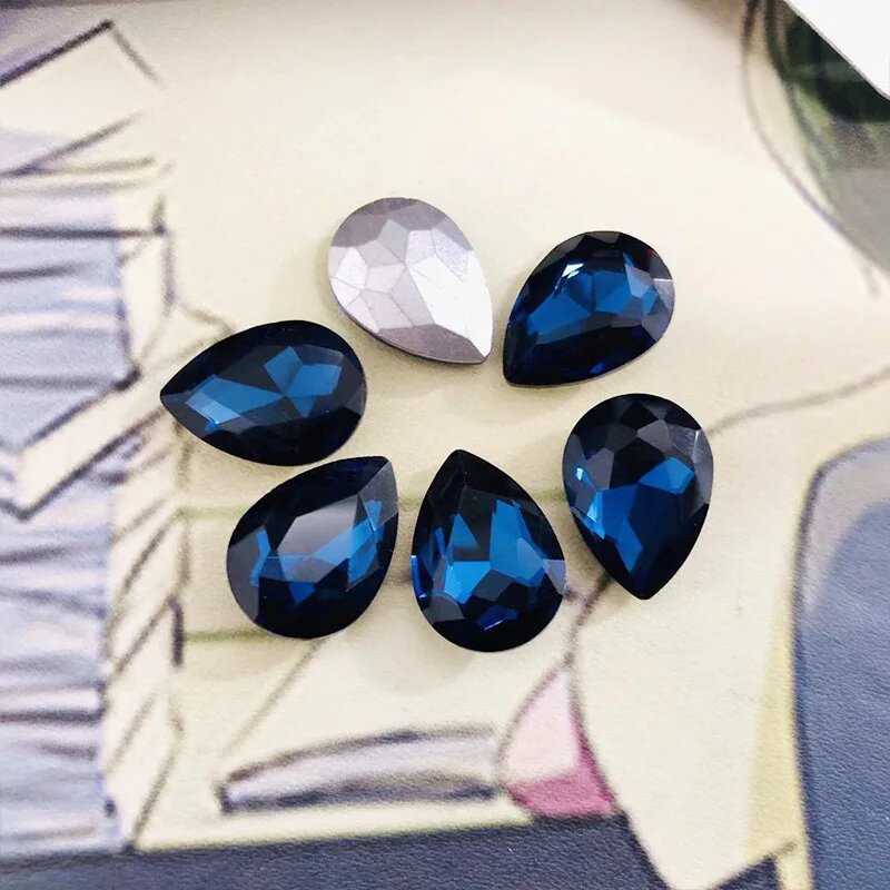 Кристаллы QIMONTON капли воды 6-30 мм 23 цвета Темно-синий, 6X8mm 60pcs, Mo Lan