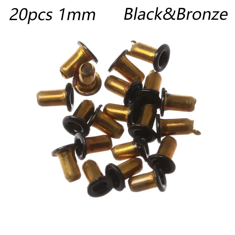 Металлические люверсы-пуговицы 1 мм/2,5 мм 20 шт. Коричневый, BlackBronze20pcs 1mm
