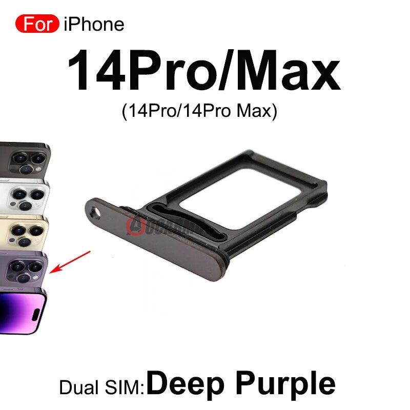 Одиночная/двойная Sim-карта для iPhone 14 Pro 14Pro Max SIM лоток Слот держатель пространства черный/серебристый/темно-фиолетовый/Золотой запасные части Purple--Dual Sim