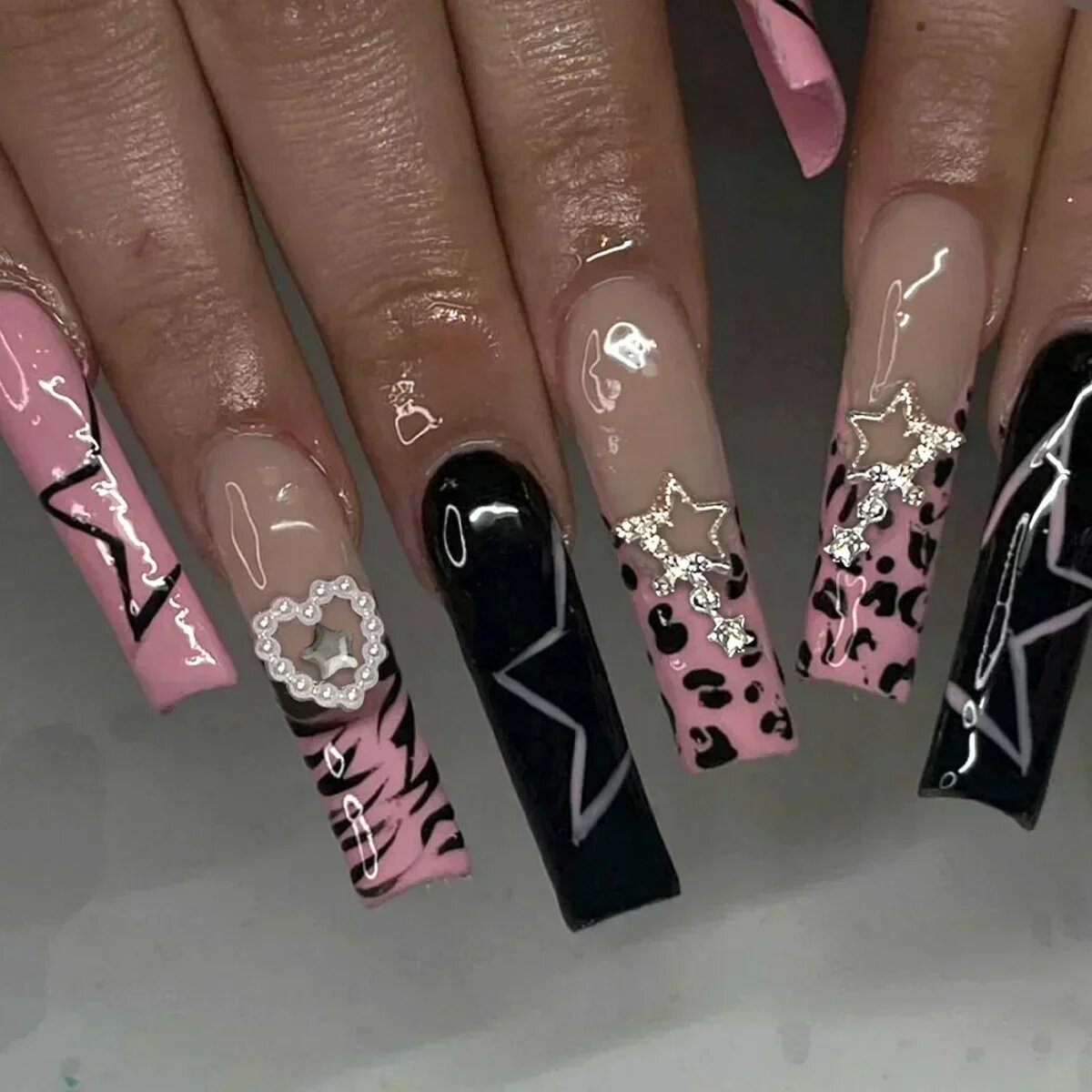 Накладные ногти 24 шт. белые длинные балерина с французским дизайном 4