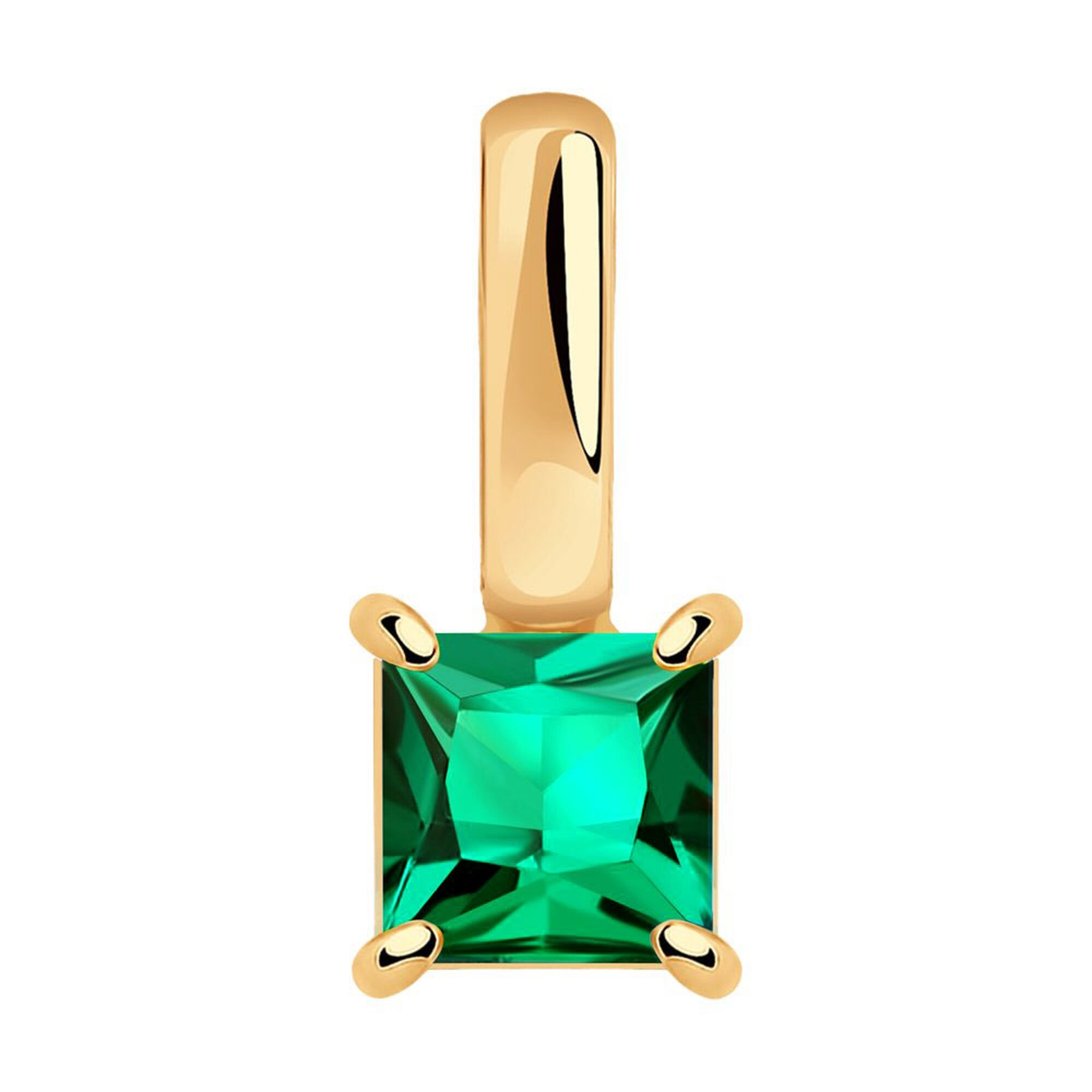 Подвеска, красное золото, 585 проба, изумруд синтетический