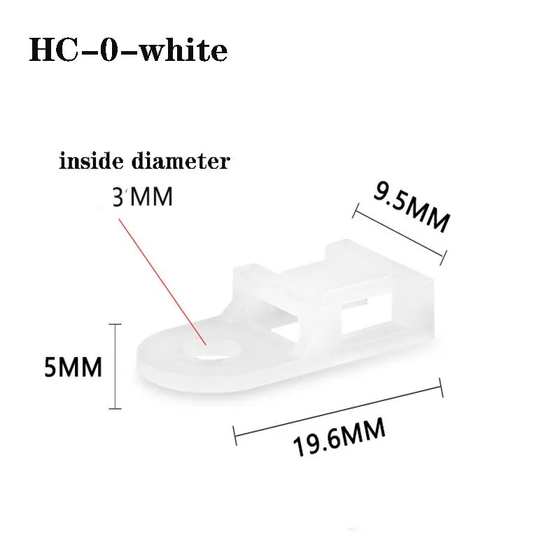 Крепление для кабеля HC-0-white, 3 мм, 100 шт.