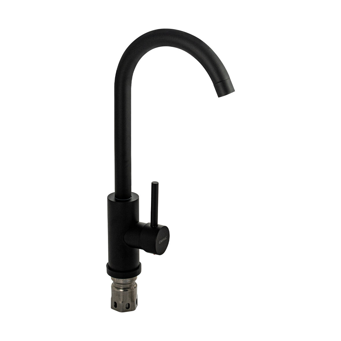 Смеситель для кухни санакс 13065 черный шаровый С - образный излив из нержавеющей стали
