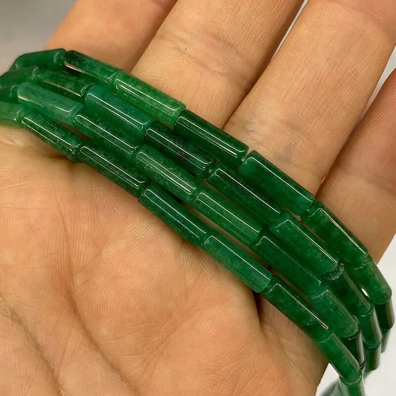 Бусины из камня LUOMAN XIARI 4x13 мм набор Изумрудный, green