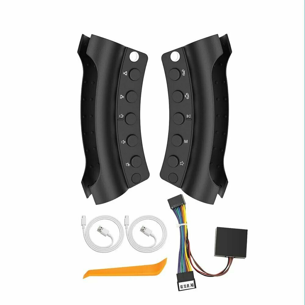 Кнопки на руль для магнитолы андроид, Pin-to-Pin, в форме полумесяца, 10 пуговиц, черный