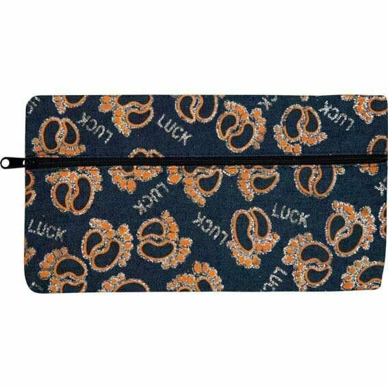 Пенал-косметичка deVENTE 21х11х1 см, джинсовый, оранжевые следы, на молнии (7024739)