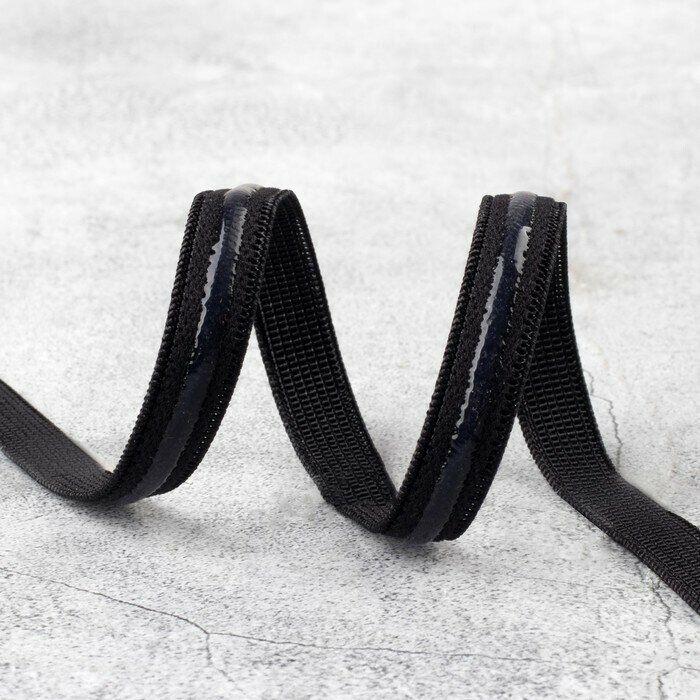 Резинка с силиконом, 10 мм, 10 +/- 1 м, цвет чёрный