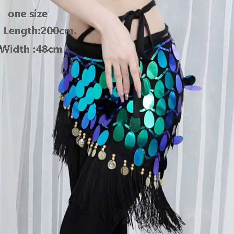Танцевальный пояс для belly dance с блестками S, Free size 5