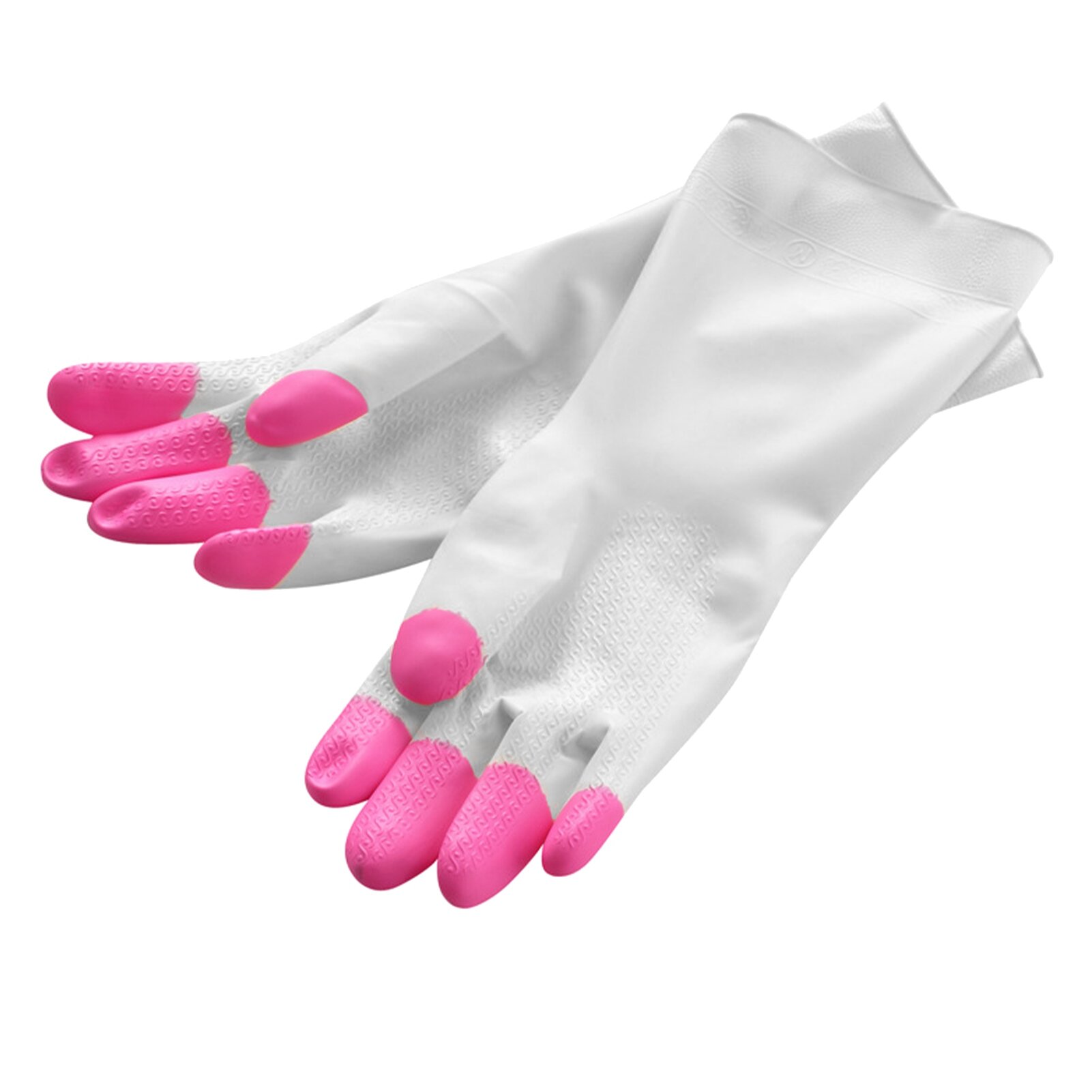 PVC Household Gloves Cleaning Anti Slip Multi Functional Ergonomic Waterproof Dishwashing Pink
