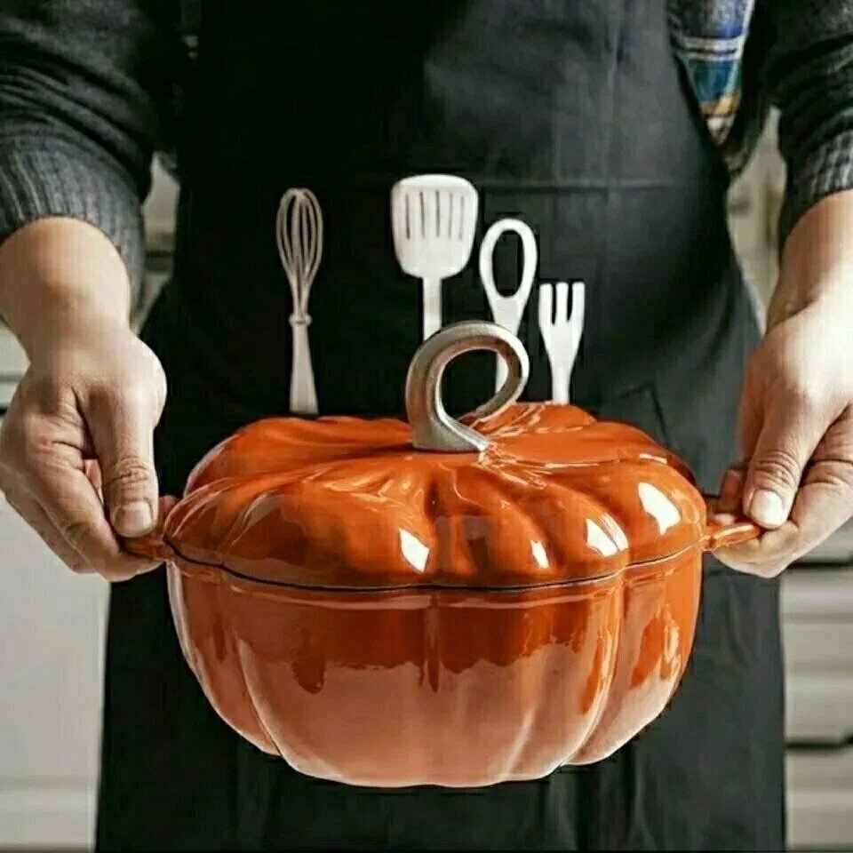 Кастрюля ALWOtech "Тыква", чугун, эмалированная, с антипригарным покрытием, 3,7 л