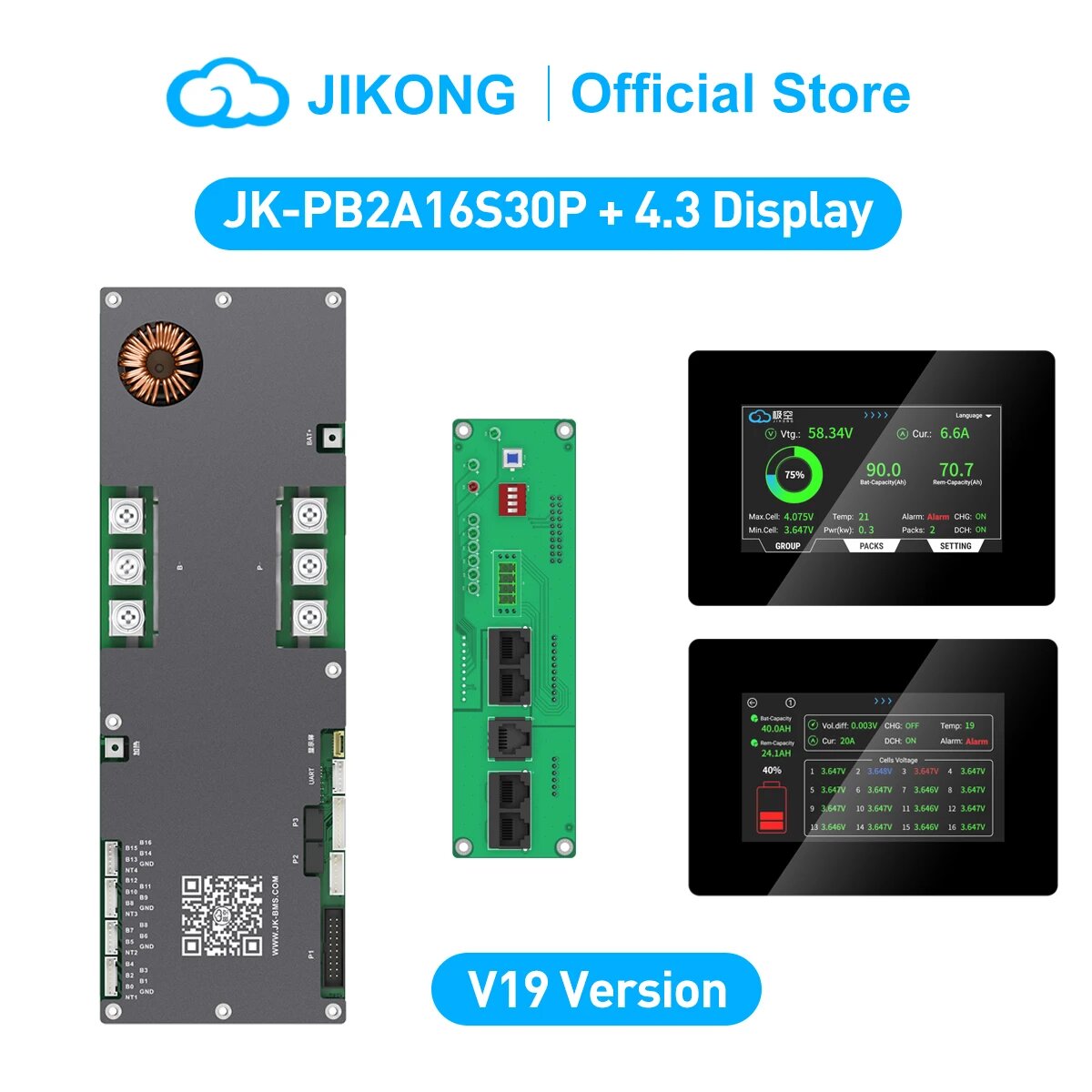 JIKONG JK-PB2A16S30P BMS с дисплеем V19, 30PV9