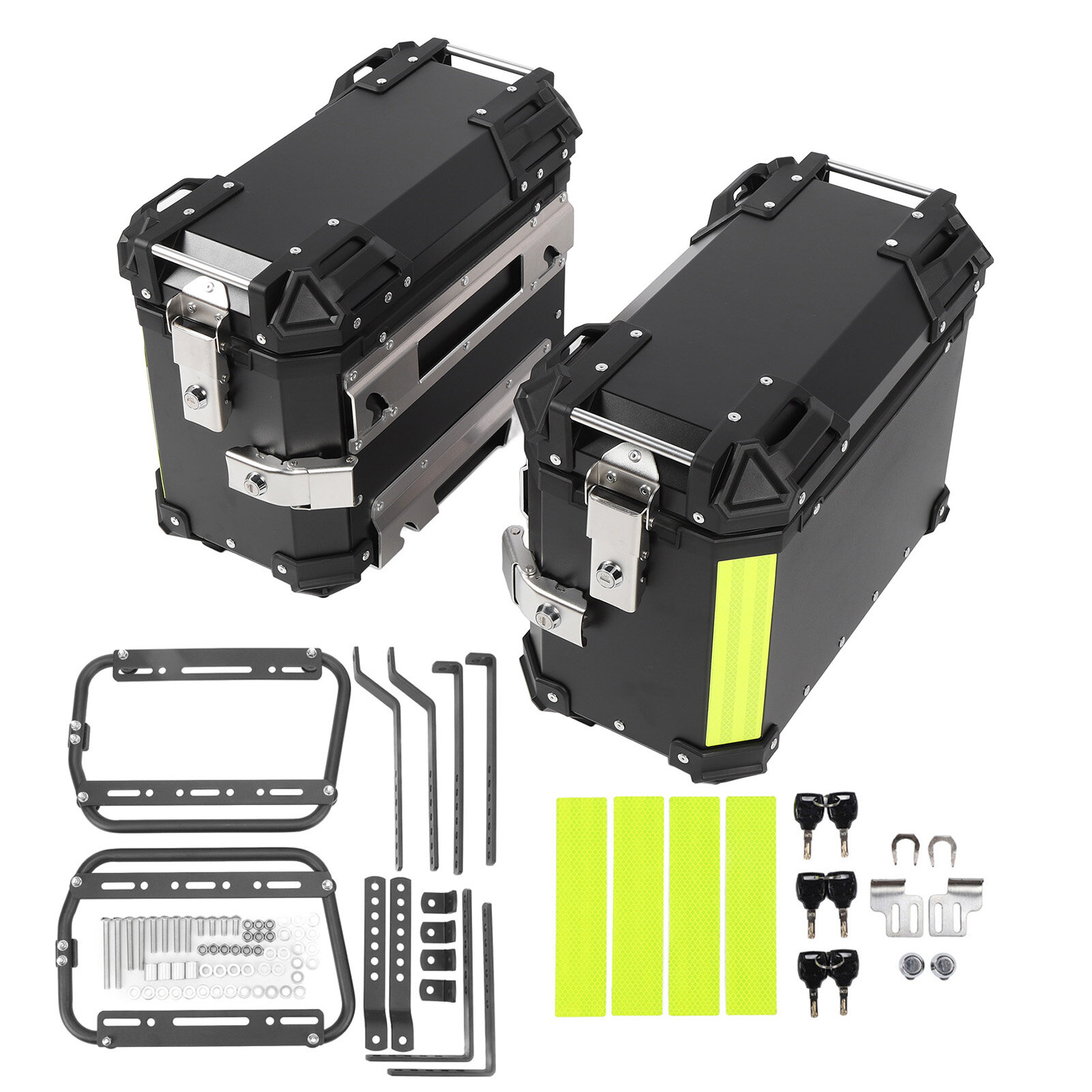 Пара боковых кофров мотоцикла 28L, алюминий, с замком, черные