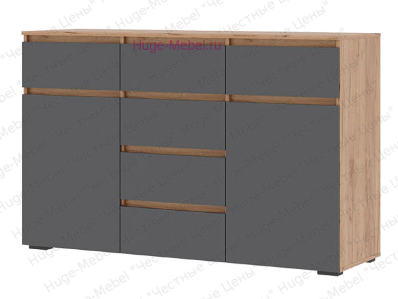 Комод "Хелен КМ 05" графит+крафт Huge Mebel . Ширина 1502 Высота 958. Комоды