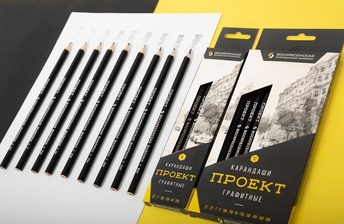 Набор карандашей черно графитных заточенных, без ластика 12 штук