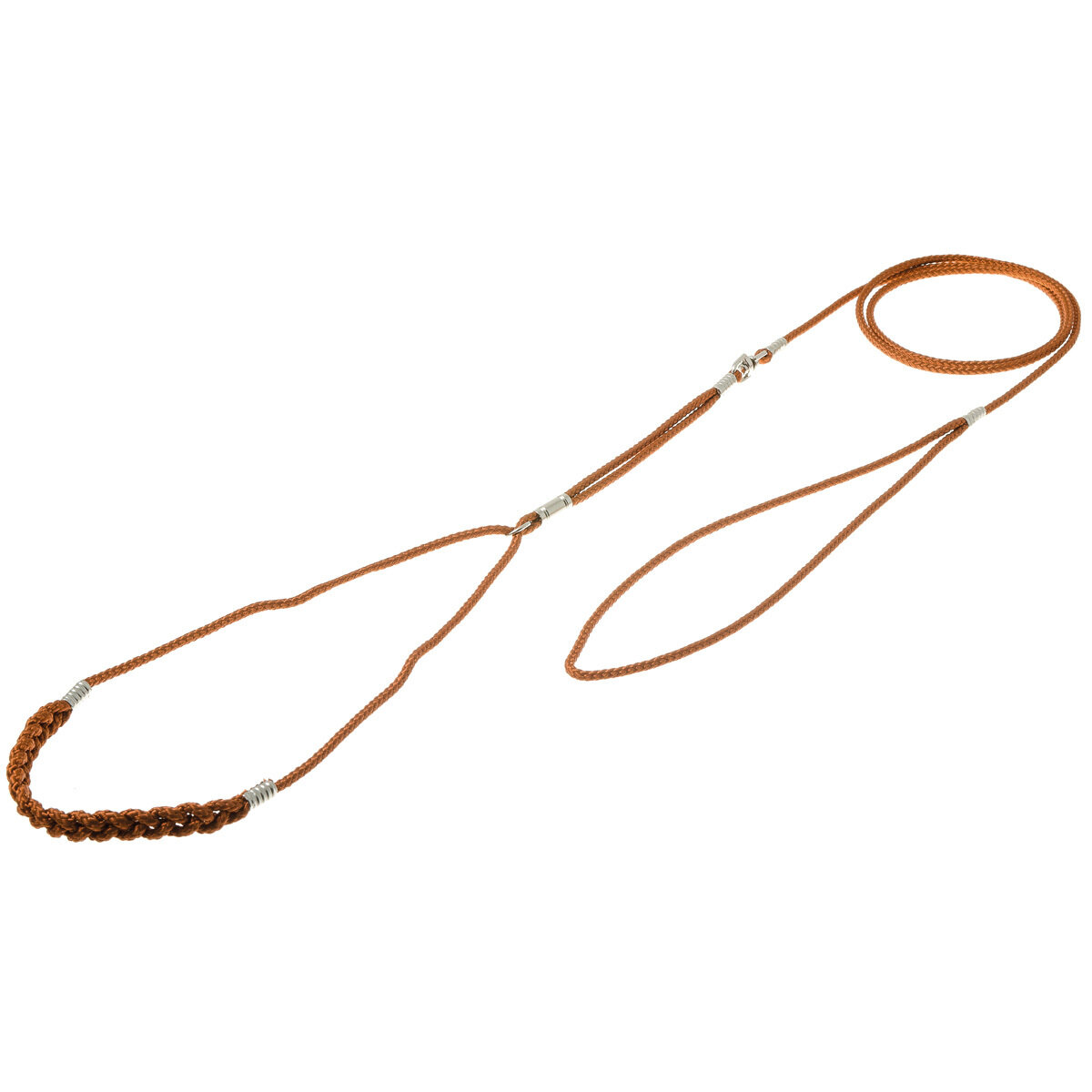 Ринговка для собак с плетёным расширителем, с кольцом, обхват до 60 см, нейлон ширина 2,5 мм, 120 см, коричневая ZooOne