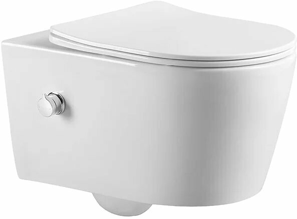 Унитаз подвесной Art&Max Zoe AM9322C1CHR/SC с микролифтом, безободковый, без бачка, антивсплеск, фаянсовый, с биде, белый, овальный, сиденье для унитаза в комплекте