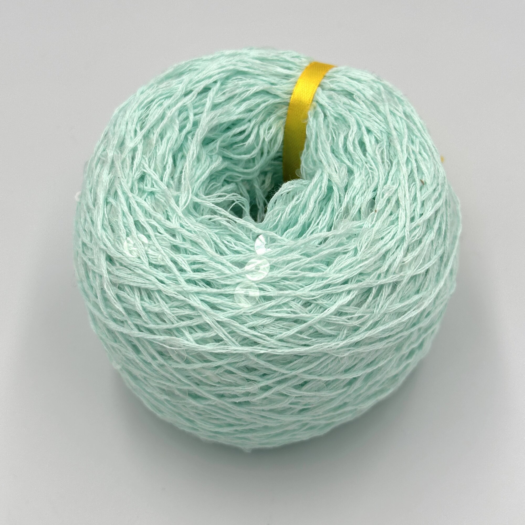 Королевские пайетки 3+6 мм на хлопке - 065 мятный с прозрачными пайетками (100г)