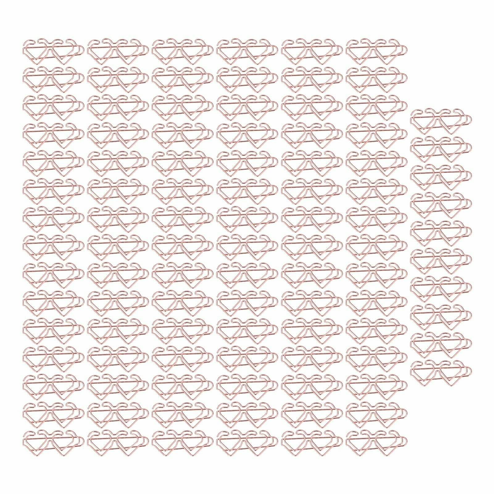 100 шт. скрепки-двойные сердца розовое золото