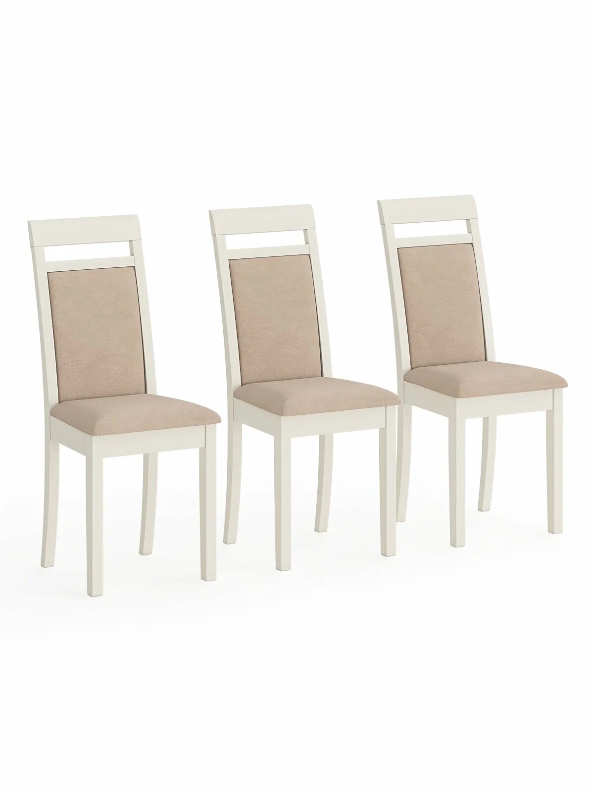 Стулья деревянные Гольф-12 комплект 3 шт. разборные цвет слоновая кость, обивка велюр бежевый