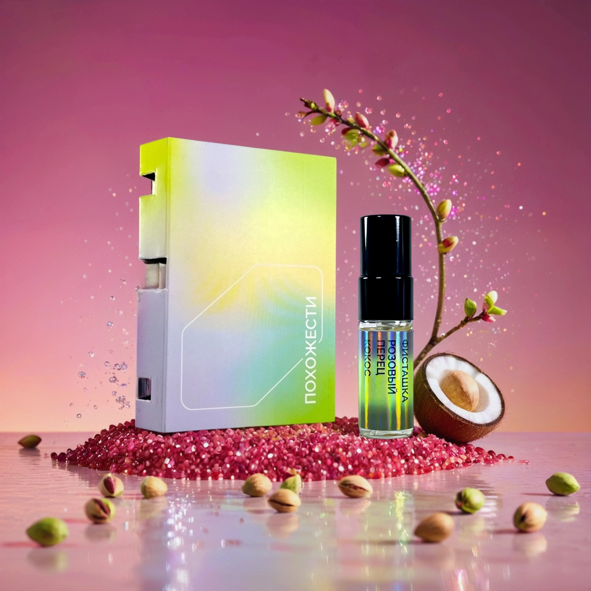 Духи "Фисташка, розовый перец, кокос" бренда Похожести , фруктово-цветочные, 3 мл.