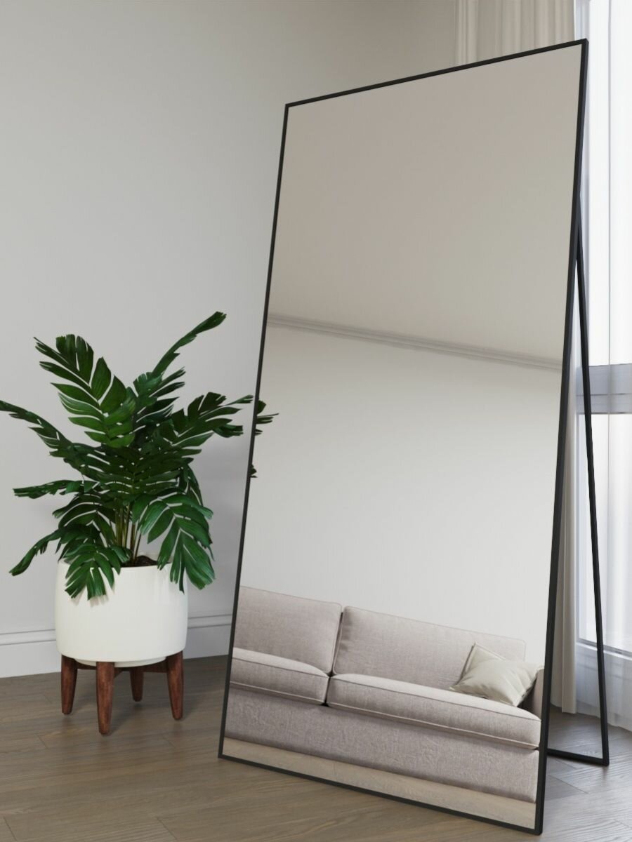 Зеркало настенное 170х80 см. BLX MIRROR интерьерное в алюминиевой раме напольное, Черное