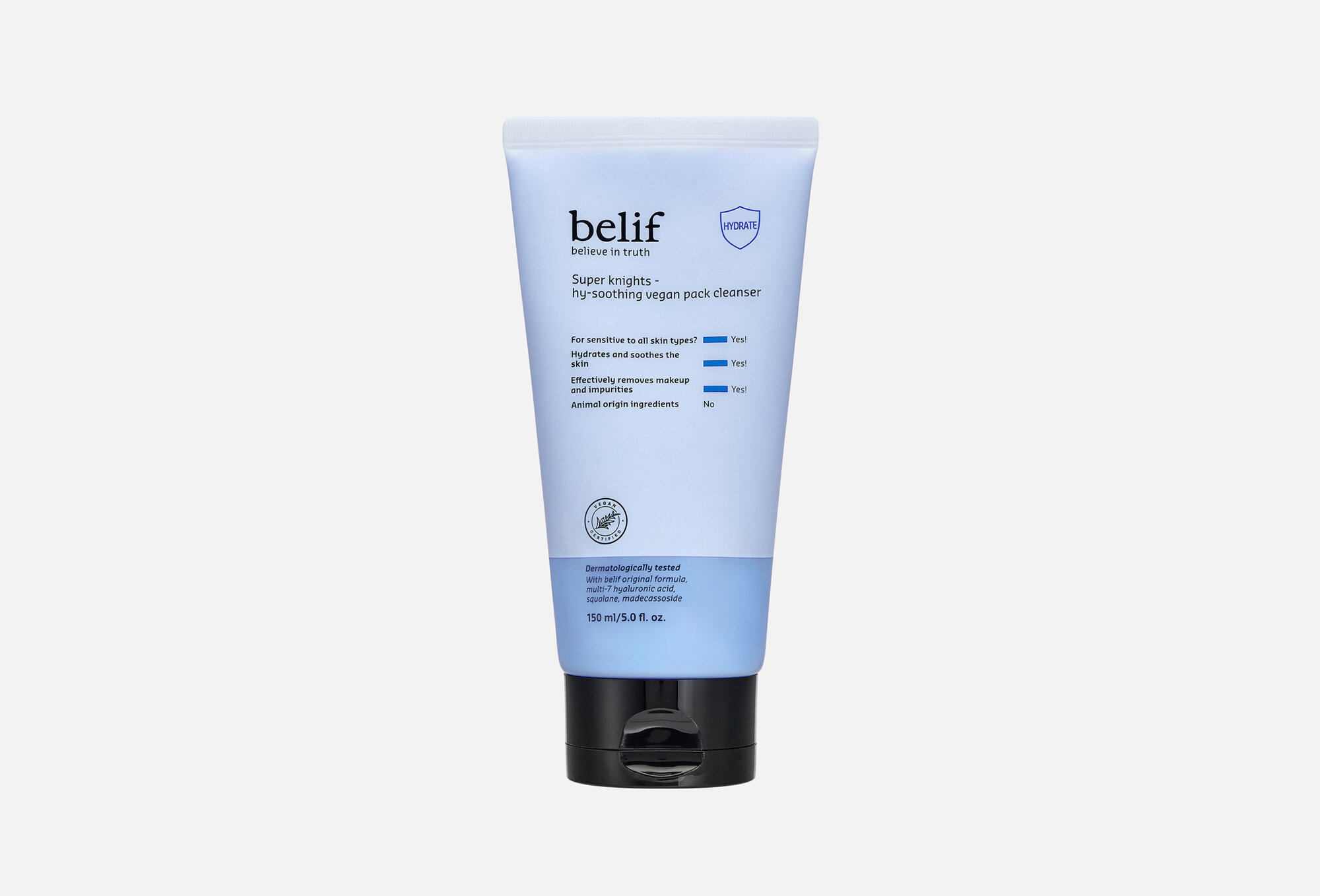 Очищающая маска для увлажнения кожи BELIF Super knights - hy-soothing vegan pack cleanser 150 мл