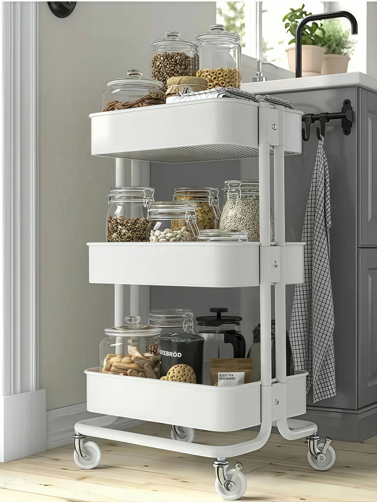 IKEA RASKOG, Этажерка на колесиках, тележка 3 яруса, 28*38*61 см