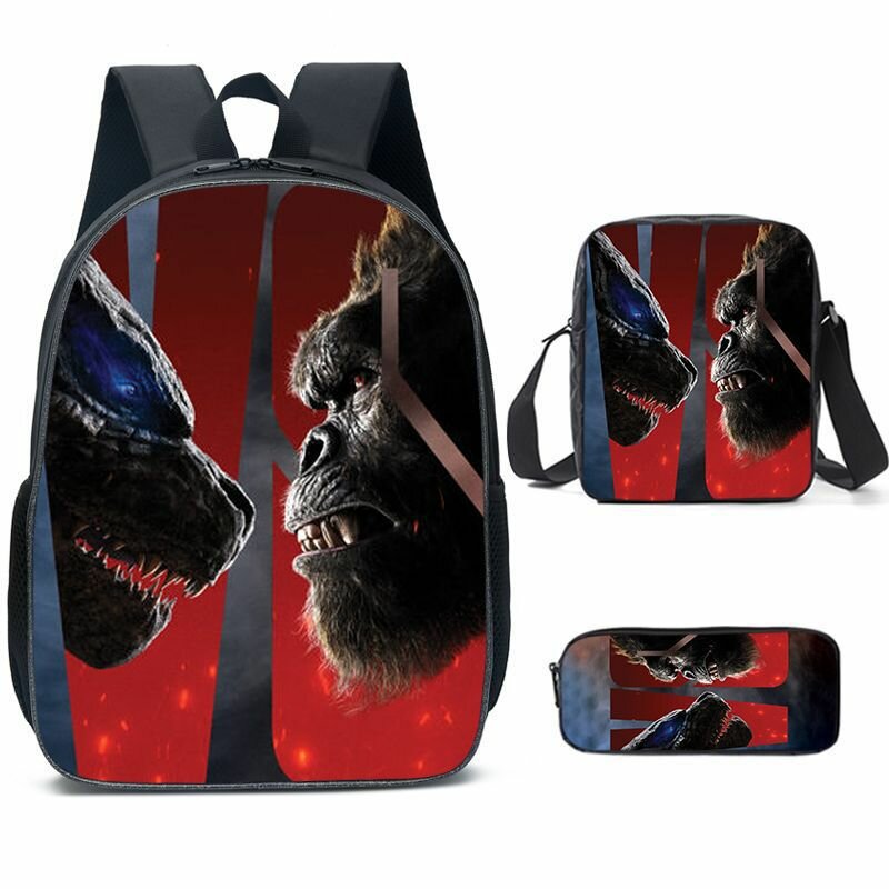 Самый продаваемый на Amazon рюкзак Godzilla, школьный ранец для учащихся начальной и средней школы, состоящий из трех предметов, дропшиппинг