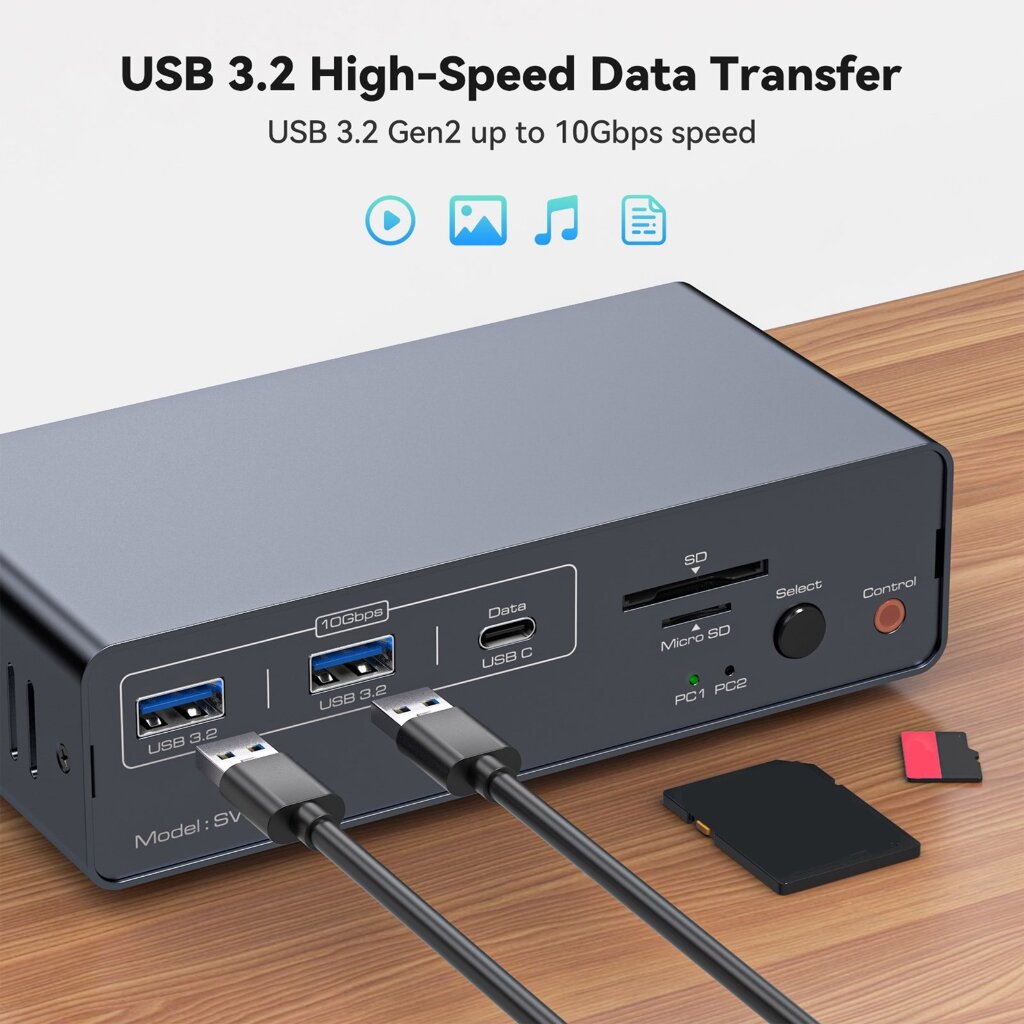 Док-станция с двумя мониторами, KVM-переключатель, USB C + два порта DP1.4, DP4K, 120 Гц, 13 в 1, для ноутбуков