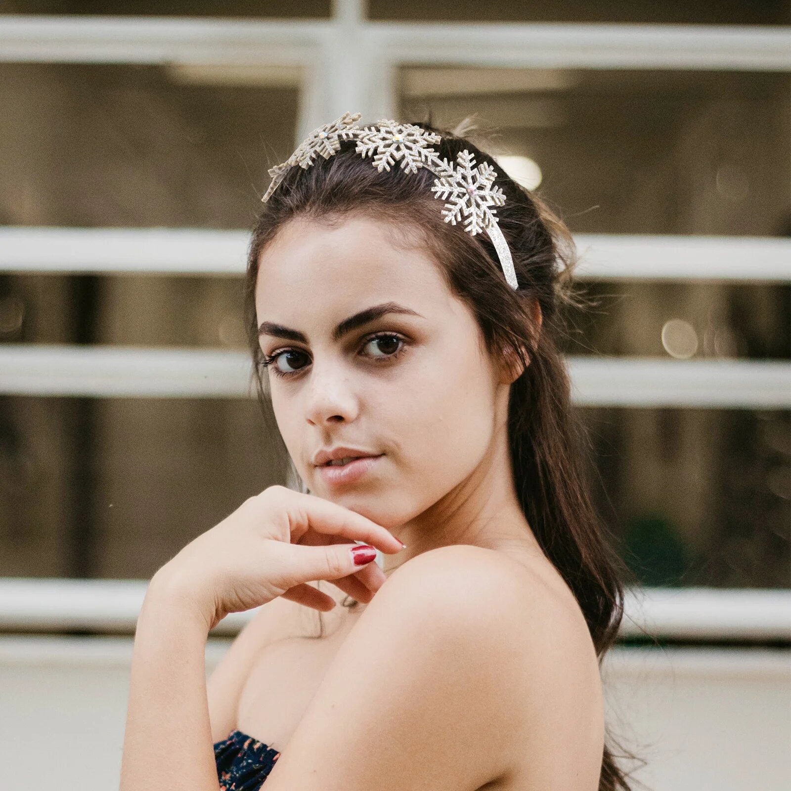 Рождественский обруч для волос снежинка