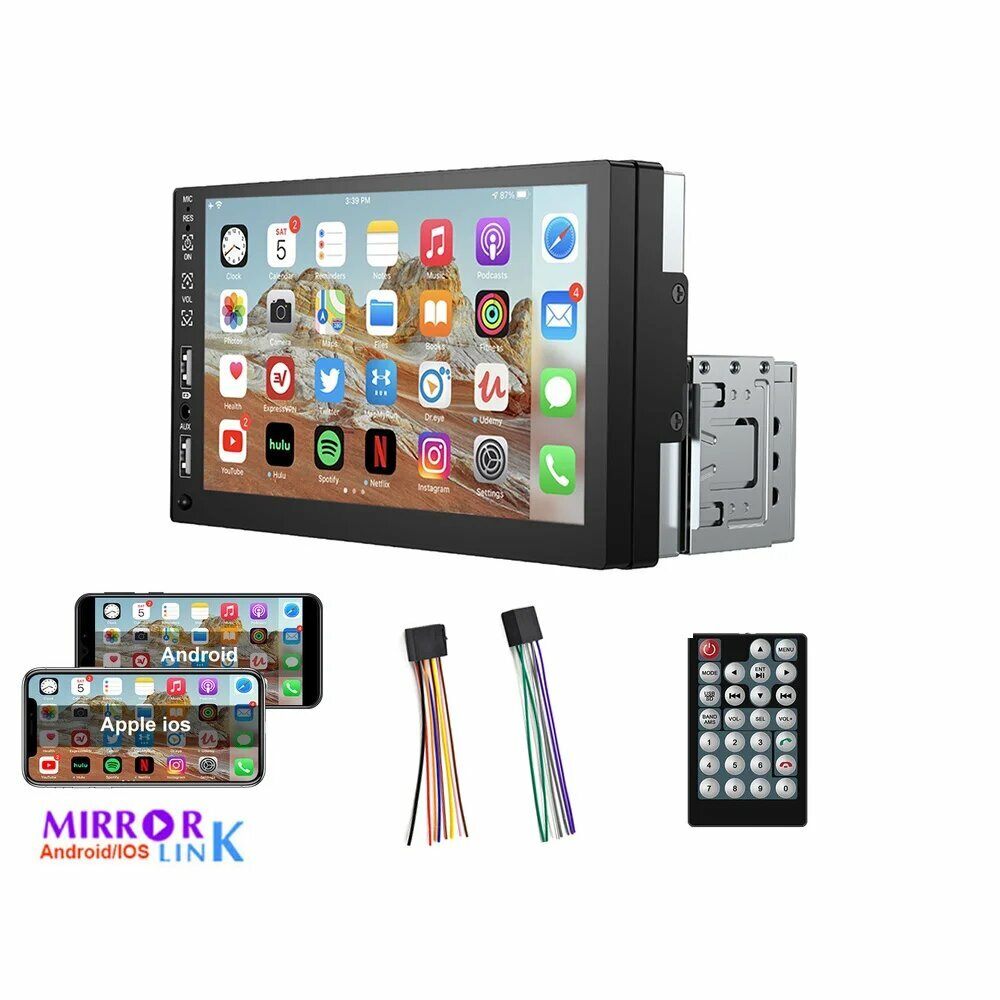 Автомагнитола Xdcradio 1 Din, мультимедийный MP5-плеер с сенсорным экраном 7 дюймов, стерео, Bluetooth, 2USB, FM-камерой, SWC, Cab-rc 7050d