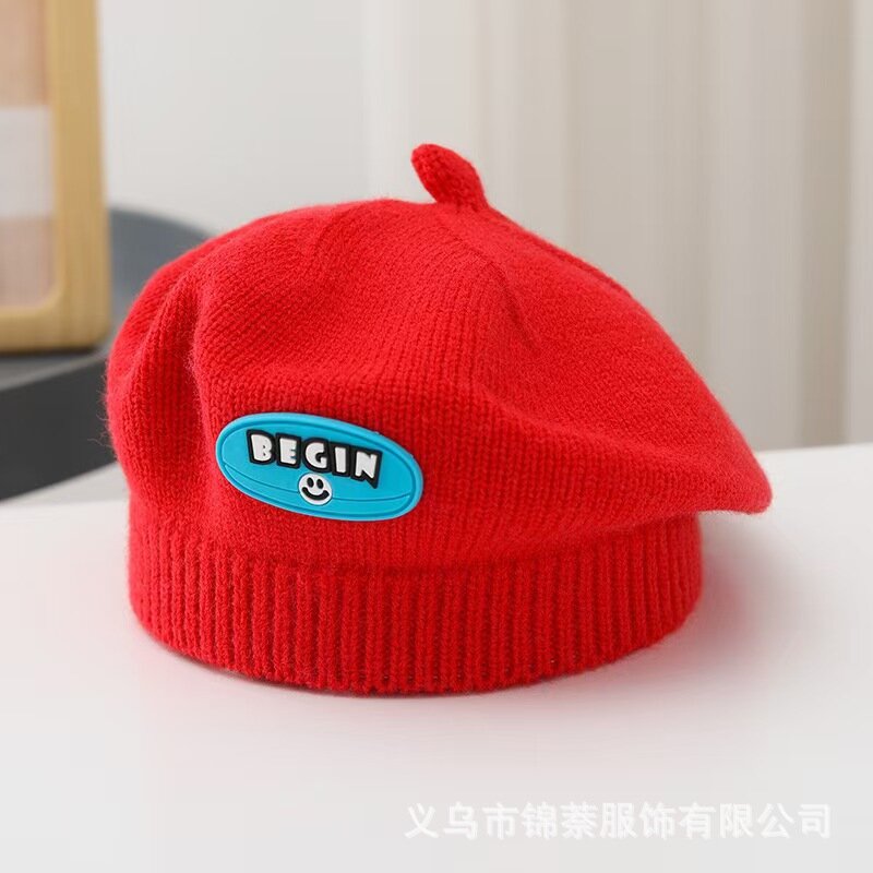 Весенне-осенний корейский вариант для мальчиков и девочек, универсальный вязаный берет ярких цветов, детская стильная повседневная шерстяная шапка, шапка художника.