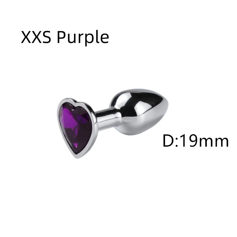 Анальная пробка XXS Purple, сердце, 19 мм