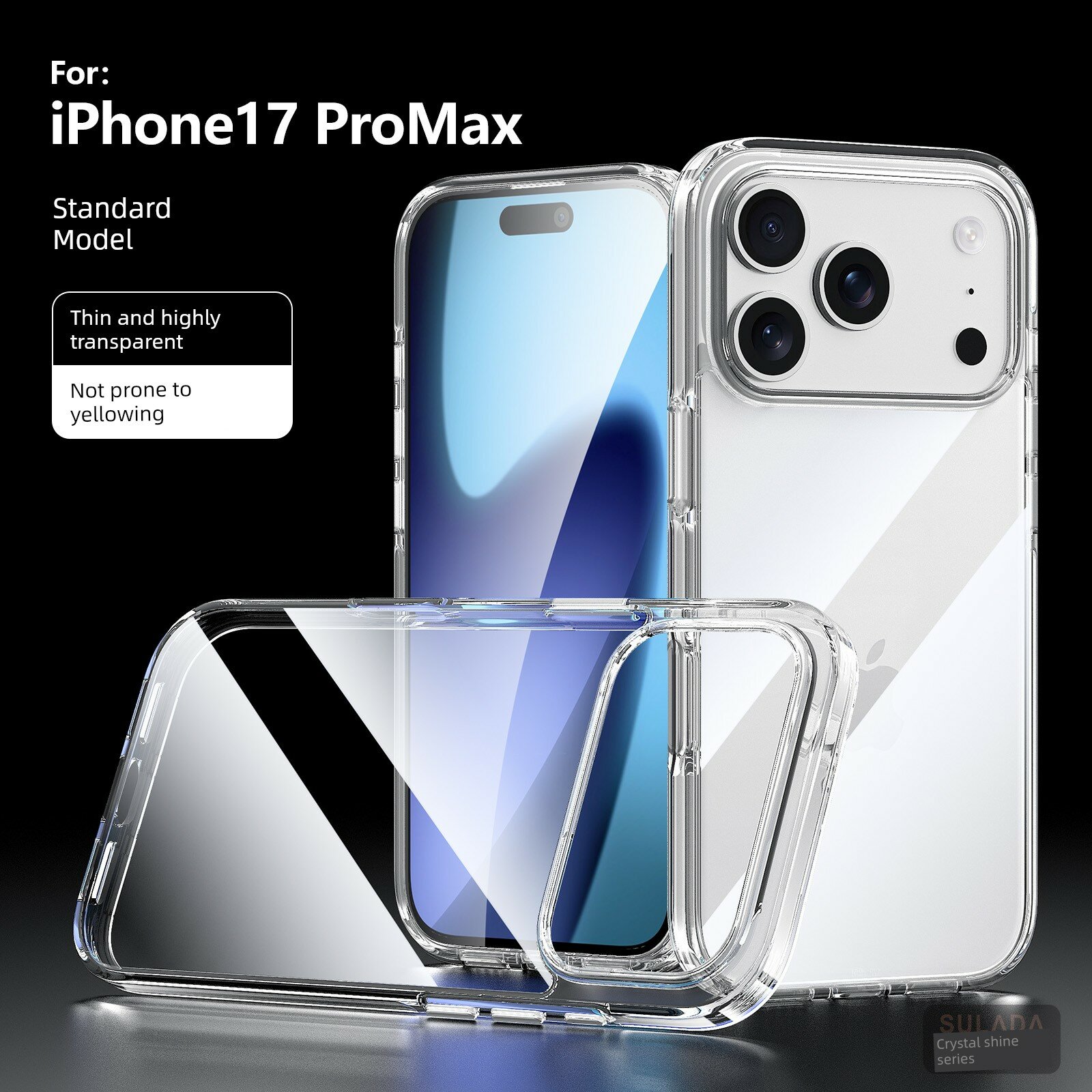 Чехол для iPhone 17 Pro прозрачный ультра-тонкий противоударный, стандартный стиль, премиальная прозрачная защита
