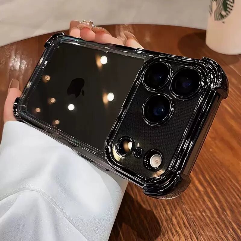 Чехол iPhone 17 Pro Max с амортизирующими углами, защита от ударов, дополнительная толщина для объектива, полное