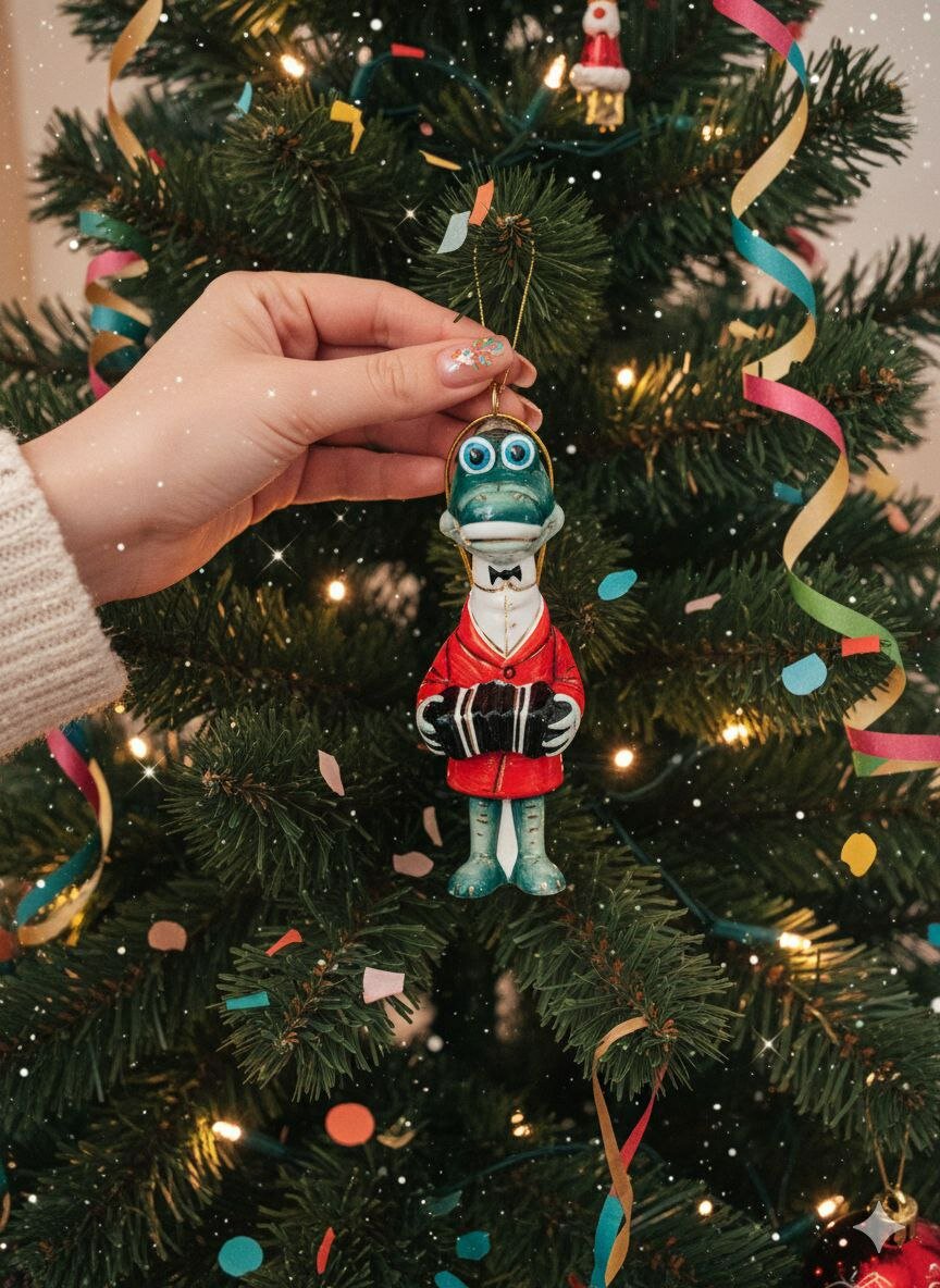 Ёлочная игрушка "Крокодил Гена" из фарфора м/ф "Чебурашка и крокодил Гена"