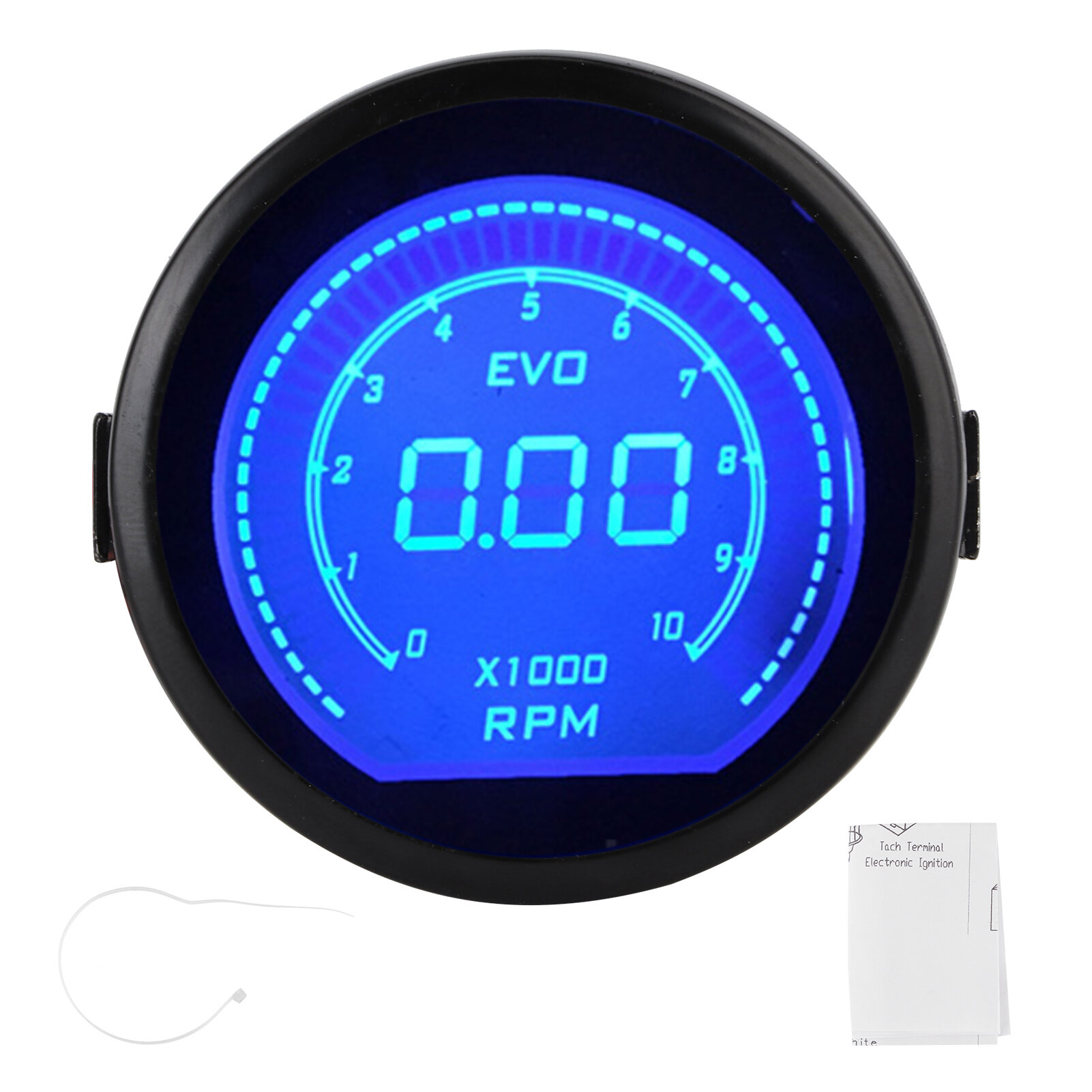 2 -дюймовый ЖК -дисплей цифровой тахометр RPM -дисплей Red Blue Light для серии Evo Universal для автомобиля 12 В 12 В