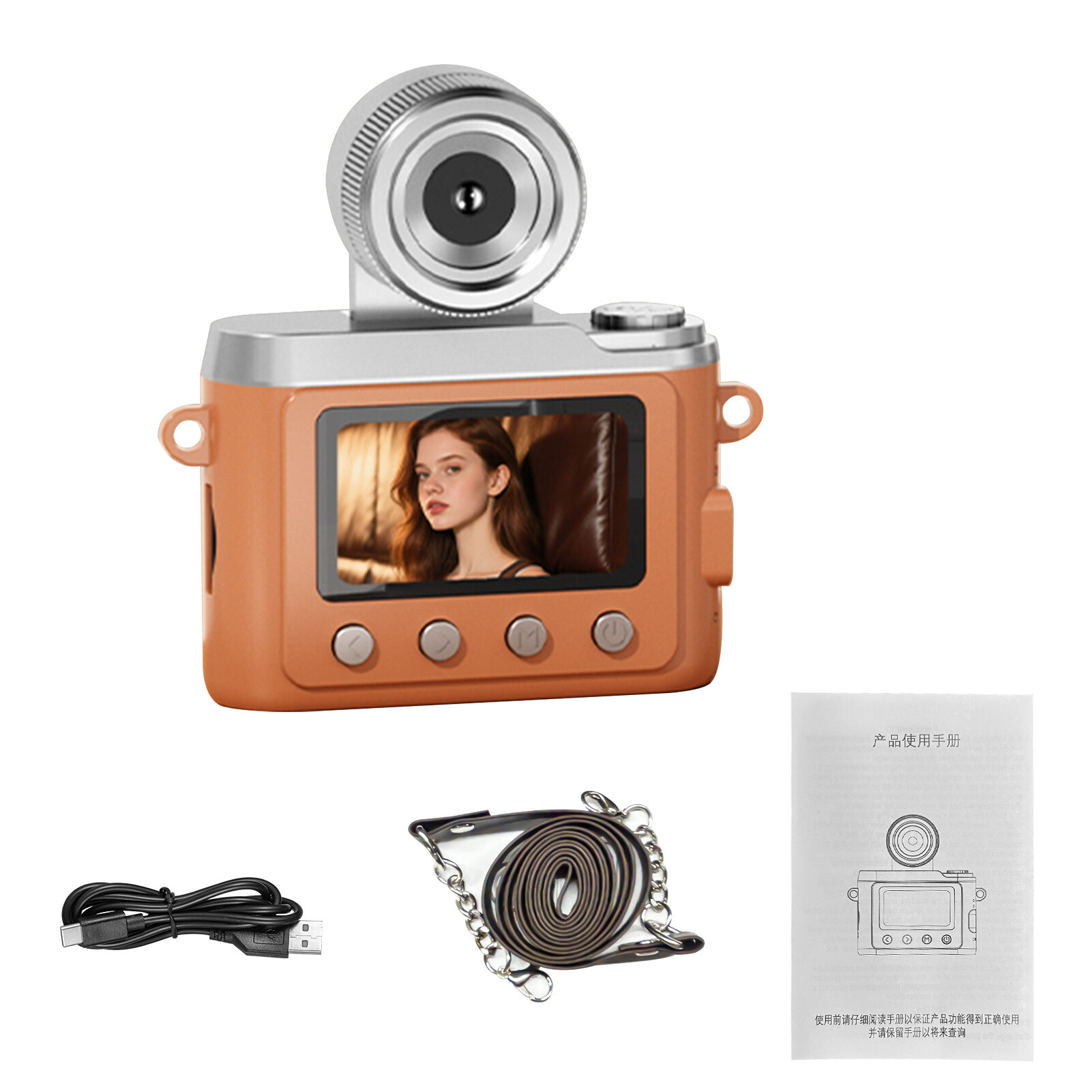 Ретро CCD-камера 1080P с откидным экраном Мини-размер Детская камера Винтажная маленькая цифровая камера коричневого цвета