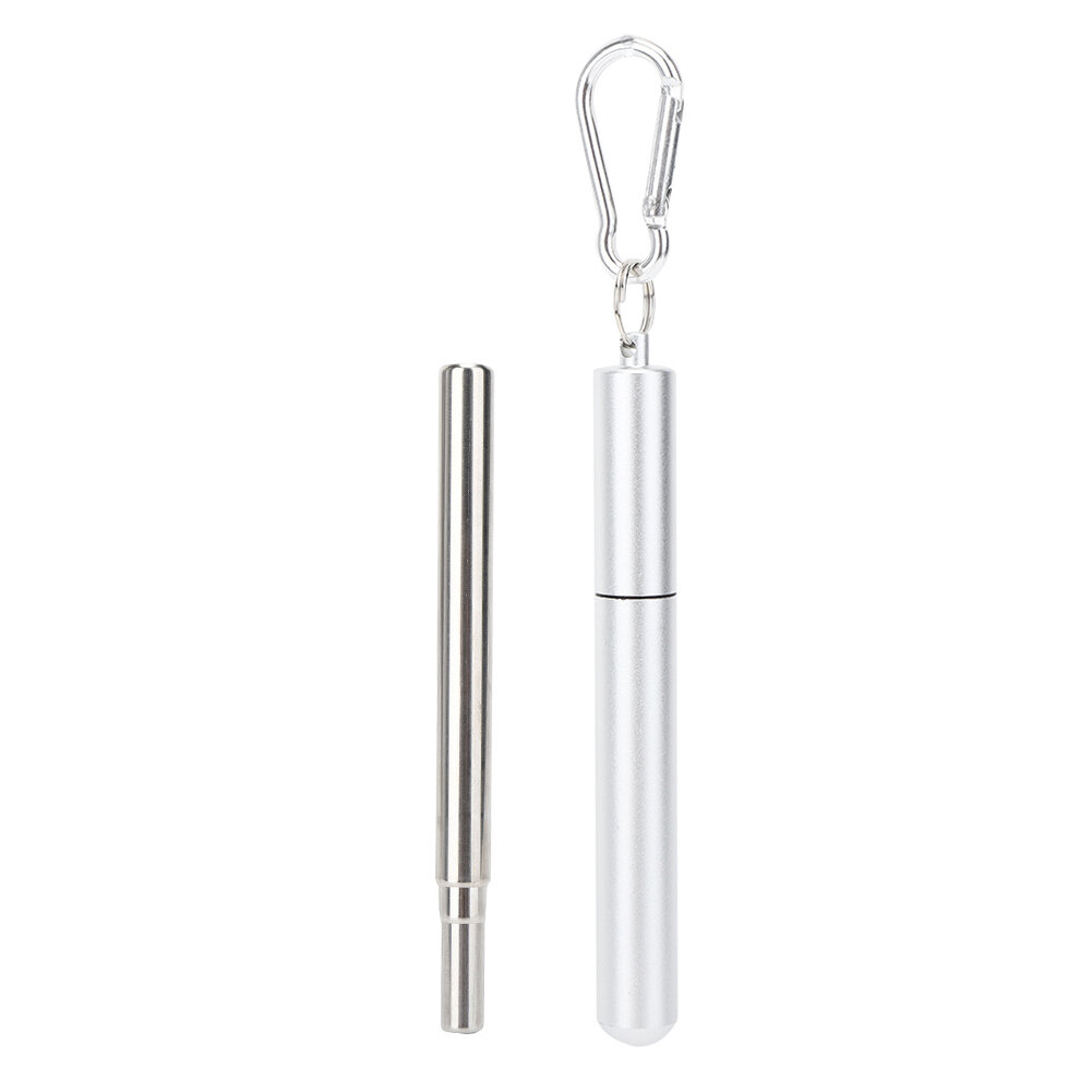 Reusable Stainless Steel Straight Straw Portable Retractable Drinking Cleaning Brush Kit