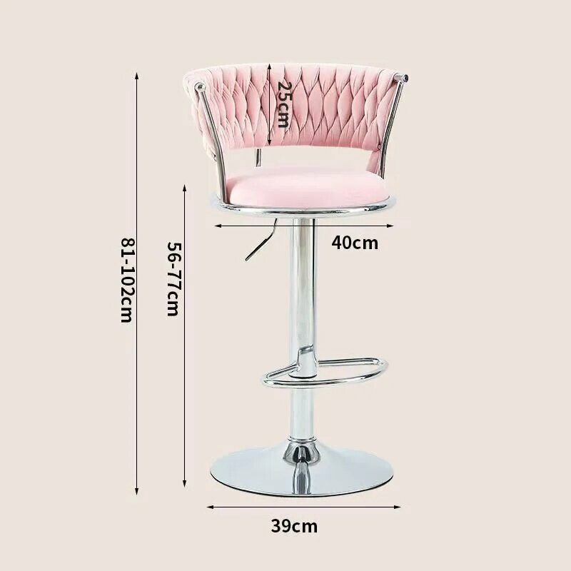 Барный стул, обивка ткань, цвет светло-розовый, бежевый, 1шт.
