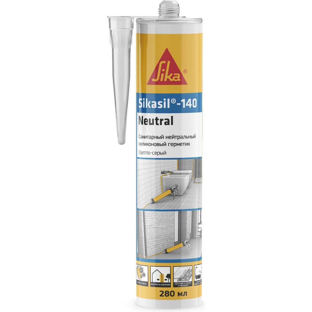Нейтральный силиконовый санитарный герметик SIKA sil?-140 Neutral (111/светло-серый) картридж 280 мл 842729