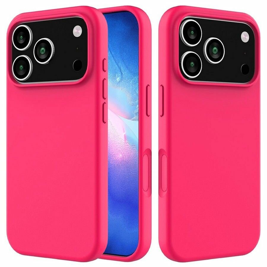 Силиконовая накладка без логотипа (Silicone Case) для Apple iPhone 17 pro ярко-розовый