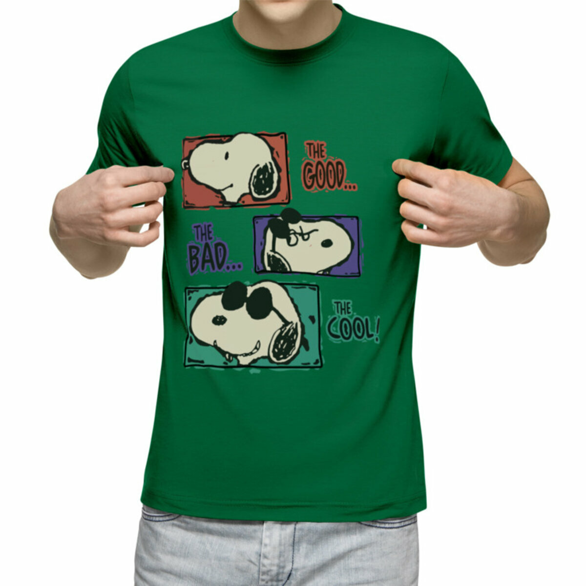 Мужская футболка «Снупи-Snoopy» (зеленый, L)